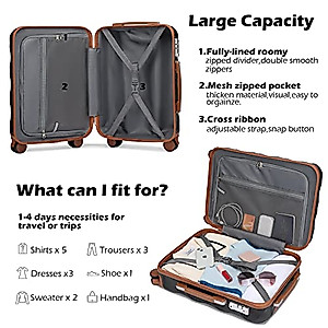 Somago Carry-On Hardside Lightweight 20-Inch Luggage Trolley Suitcase 4 Silence Spinner Wheels ABS, TSA Lock & Airline Approved