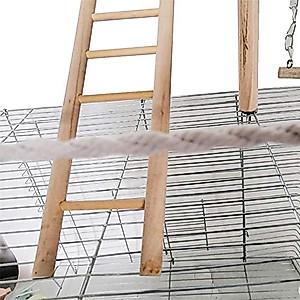 Tzou Bird Cage Play Stand Toy Set-Birdcage Wood Stands Hanging Chew Toys Ladder Swing Parrot Perch Play Gym Playground Accessories