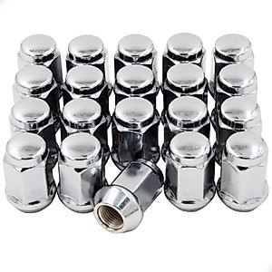 Wheel Accessories Parts 20 Pcs M14x1.5 14x1.5 Thread Bulge Acorn 35mm 1.38" Long Lug Nuts Chrome 3/4" 19mm Hex Fits 2010+ Chevy Camaro | Dodge Charger Challenger | 2014+ Ford Mustang