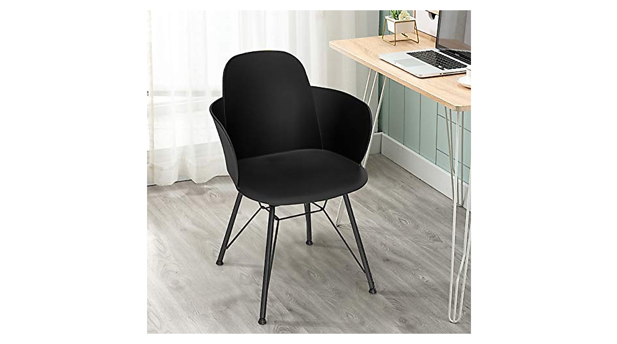 Giantex Set of 2 Ergonomic Dining Chairs in Black