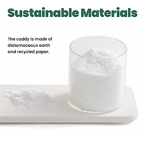 WALL QMER Fast Drying Stone Soap Tray, 9.9'' × 4'' Stone Drying Tray & Toothbrush Holders for Bathroom Counter, Diatomaceous Earth Water Absorbing Stone Tray for Sink, White, 1 Pack