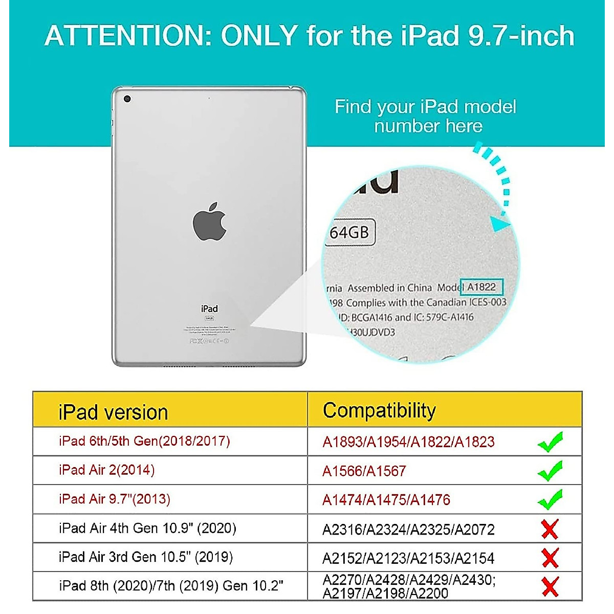 Rotating Case for iPad 9.7 2018 2017 / iPad Air 2-360 Degree Rotating Stand Protective Cover with Auto Sleep Wake for iPad 9.7 inch (6th Gen, 5th Gen) / iPad Air 2/ iPad Air(Dark)