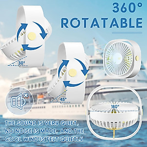 Rossesay 1 Pcs Cruise Ship Approved Travel Fan USB Fan Portable Travel Fan Cruise Ship Essentials Small Desk Fan for Cruise Travel Office Bedroom Home Sleeping Desktop Camping