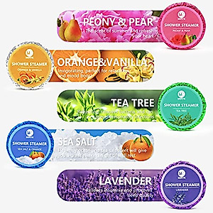 MR MIRYE Shower Steamers Aromatherapy for Women and Men, 20-Pack Organic Shower Bombs with Essential Oil, Tea Tree, Orange & Vanilla, Sea Salt, Lavender, Peony & Pear Easter Gifts Mothers Day Gifts
