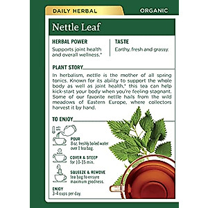Traditional Medicinals Organic Nettle Leaf Herbal Tea, Supports Joint Health & Overall Wellness, (Pack of 2) - 32 Tea Bags Total