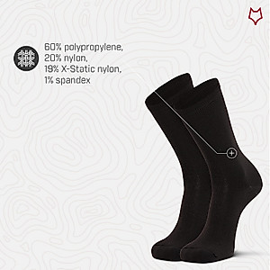 FoxRiver Standard X-Static Ultra-Lightweight Liner Crew Socks, Black, Large