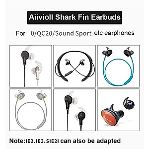 QC20 Replacement Noise Cancelling Double Flange Silicone Earbuds Compatible for Bose QuietControl 30 QC20 QC20i QC30 Soundsport Free SIE2 IE2 IE3 Wireless Headphones(White)