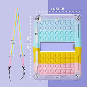 XZC Case for iPad 6th Generation/5th Generation (9.7 inch 2018/2017 Model)/iPad Air 2 Case/iPad Pro 9.7 Case Shockproof Cover with Pencil Holder and Strap (Rainbow 2)