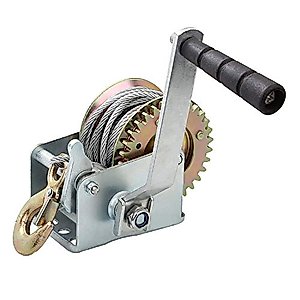 Crank Winch Boat Trailer Winch 800lbs Capacity Heavy Duty Hand Winch Crank Cable Gear Winch with 26FT Wire Rope and Hook for Trailer, Boat, ATV or Deer Feeder