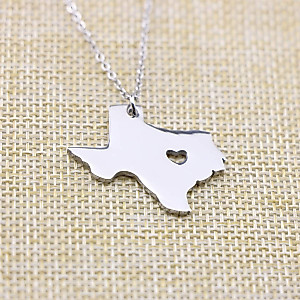 Yiyang Texas State Necklace Charm Pendant Gift for Family Friends Country Map TX