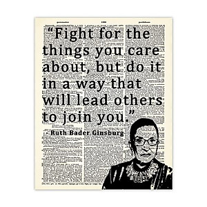 Inspirational Ruth Bader Ginsburg Wall Art "Fight for Things" 8x10 RBG Poster, RBG Wall Art & Motivational Wall Art, Positive Affirmations Wall Decor for Bedroom & Office Decor for Men &Women