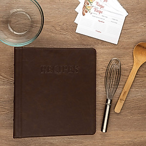 Samsill 1.5" Recipe Binder 8.5x11, 3 Ring Recipe Book Binder to Hold All Your Recipes and Recipe Cards, Brown Family Recipe Binder Bold Design