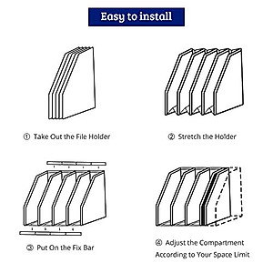 SAYEEC Desktop File Magazine Folder Holder 4 Section Plastic Hollow Documents Foldable Organizer File Cabinet Shelf Frames Dividers Rack Display and Storage