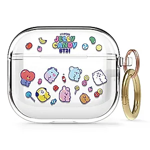 elago BT21 Case Compatible with Apple AirPods 3rd Generation Case, Clear Case with Keychain Compatible with AirPods 3 Case, Reduce Yellowing, Wireless Charging [Official Merchandise] [7FLAVORS]