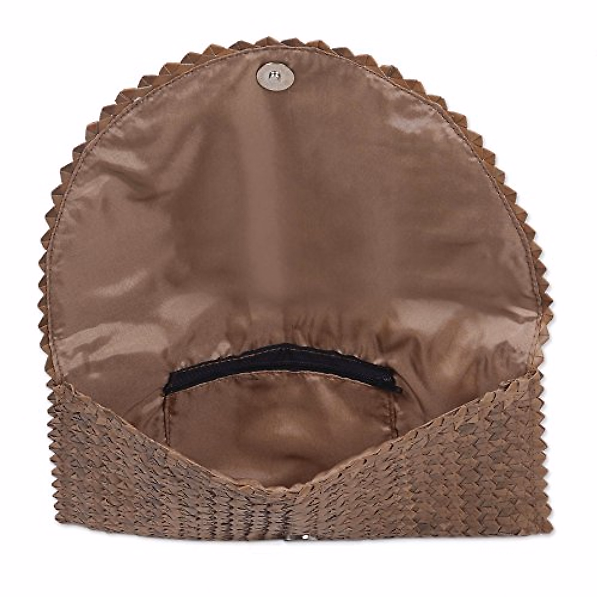 NOVICA Handmade Trance in Brown - Brown Palm Leaf Clutch Handbag, Polyester Lining and One Zip Pocket, Clutch Bag For Women Woven Purse Summer Beach, Christmas Gifts for Women