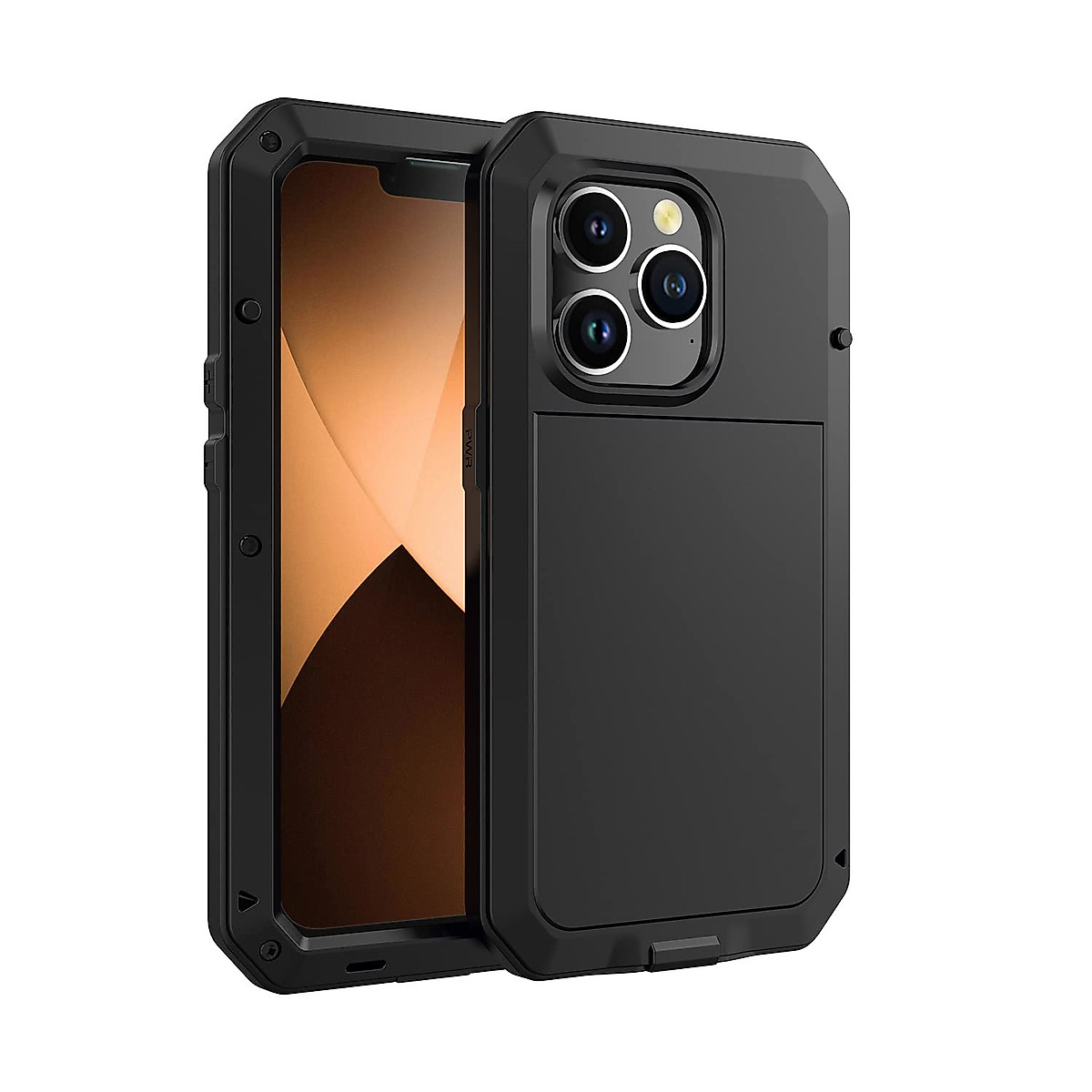 Marrkey for iPhone 13 Pro Max Case,360 Full Body Protective Cover Heavy Duty Shockproof Tough Armour Aluminum Metal Case with Silicone Built-in Screen Protector for iPhone 13 Pro Max 6.7" - Black