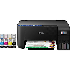 Epson EcoTank ET Series Wireless Color Inkjet All-in-One Supertank Printer, Borderless Photo Printing, Print Scan Copy, Voice Activated - 10.5 ppm, Ethernet, White