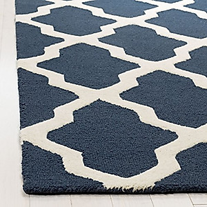 SAFAVIEH Cambridge Collection 12' x 18' Navy Blue/Ivory CAM121G Handmade Trellis Premium Wool Area Rug