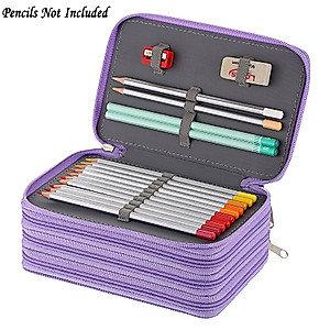 BTSKY® Handy Wearable Oxford Colored Pencil Case 72 Slots Pencil Organizer (Purple)