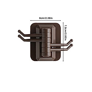 Rotate Hook Adhesive Key Hook Free Punch no Trace Sticky Hook for Hanging Bathroom Kitchen Office (Brown) (a2347)