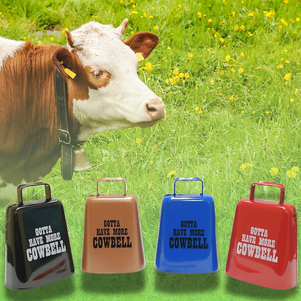 Bevin Bells "Gotta Have More Cowbell" (Medium) | Kentucky Cow Bell w/ Copper Color | Made from Steel | Loud Noise Makers w/ Handle | Made in CT, USA