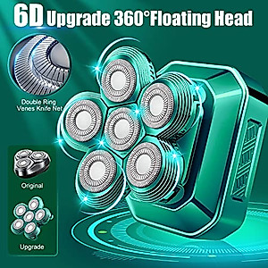 Head Shavers for Bald Men, 6-in-1 Electric Razor for Men, 7D Anti-Pinch Mens Grooming Kit with Nose Hair Trimmer, Beard Trimmer for Men, Waterproof & Rechargeable Electric Shavers Gift for Men