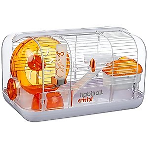 Habitrail Cristal Hamster Cage, Small Animal Habitat with Hamster Wheel, Water Bottle and Hideout,White