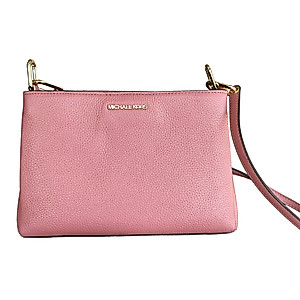 Michael Kors Trisha Medium Triple Compartment Crossbody Bag Rose Pink Leather