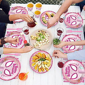 AURORAPARTY 120pcs Super Girl Hero Birthday Party Supplies Spider Pink Ghost Gwen Birthday Plates Napkins Cups Paper Disposable Banner Tablecloth Birthday Tableware Decorations Severs 24 Guests