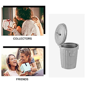 Miniature Garbage Can Fairy House Model Art Crafts DIY Accessory for Girls and Boys Silver