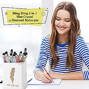 26 Pieces Crystal Ballpoint Pen Crystal Stylus Pen Bling Ballpoint Pens Glitter Diamond Pen 2-in-1 Slim Pens Capacitive Writing Pens for Touch Screens, Office, School Stationery Supplie (Cold Colors)