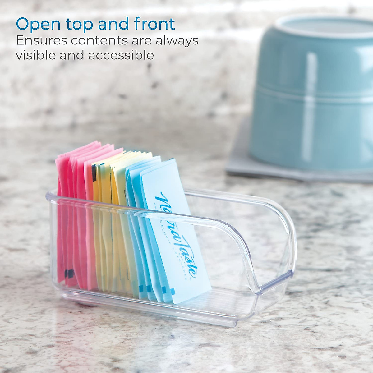 iDesign BPA-Free Plastic Sugar Packet Holder and Organizer, The Linus Collection - 2.25" x 4.5" x 2", Clear