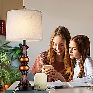 Natural Linen Lamp Shades Set of 2, 11.6 x 12.6 x 9.8 Inch Fabric Drum Lampshades Hand Crafted Medium Lampshade Covers Required Assembly for Table Lamp, Bedside Lamp, Floor Lamp, Spider Fitter, Flaxen