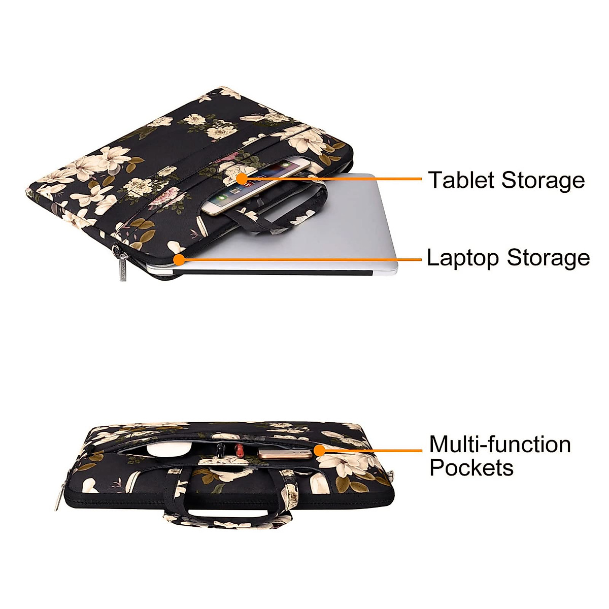 MOSISO Laptop Shoulder Bag Compatible with MacBook Air/Pro,13-13.3 inch Notebook,Compatible with MacBook Pro 14 inch M3 M2 M1 Chip Pro Max 2023-2021, Polyester Freesia Briefcase Sleeve with Belt
