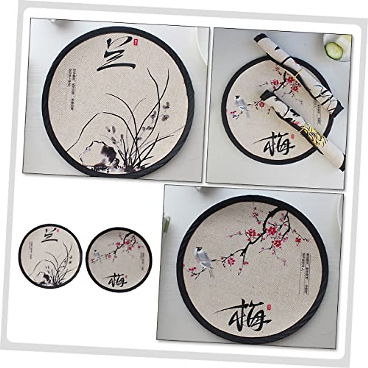 NOLITOY 2pcs Jute Mat Woven Placemats Coasters for Drinks Wedding Decor Desk Mat for Desktop Linen Placemats Dinner Table Mats Coaster for Coffee Cup Cotton and Linen Blend Cotton Cup