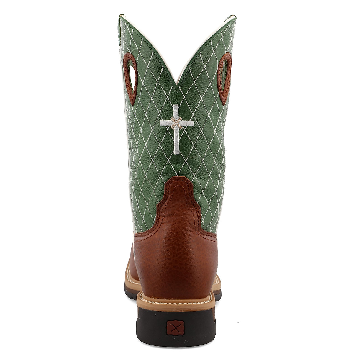 Twisted X Men's 12" Western Work Boot, Square Toe Steel Toe, Cognac Glazed Pebble & Lime, 11.5 D