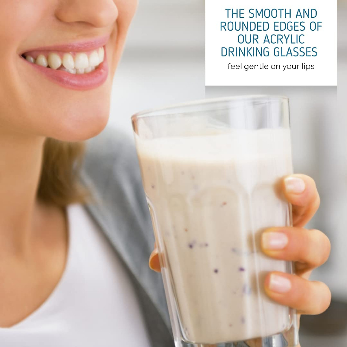 12 Oz Drinking Glasses Tritan Acrylic Cups Set By Decor Works - Glassware Plastic Tumblers - Water Glasses Acrylic Glasses - BPA Free & Durable - Dishwasher Safe Drinking Glasses Set Of 6