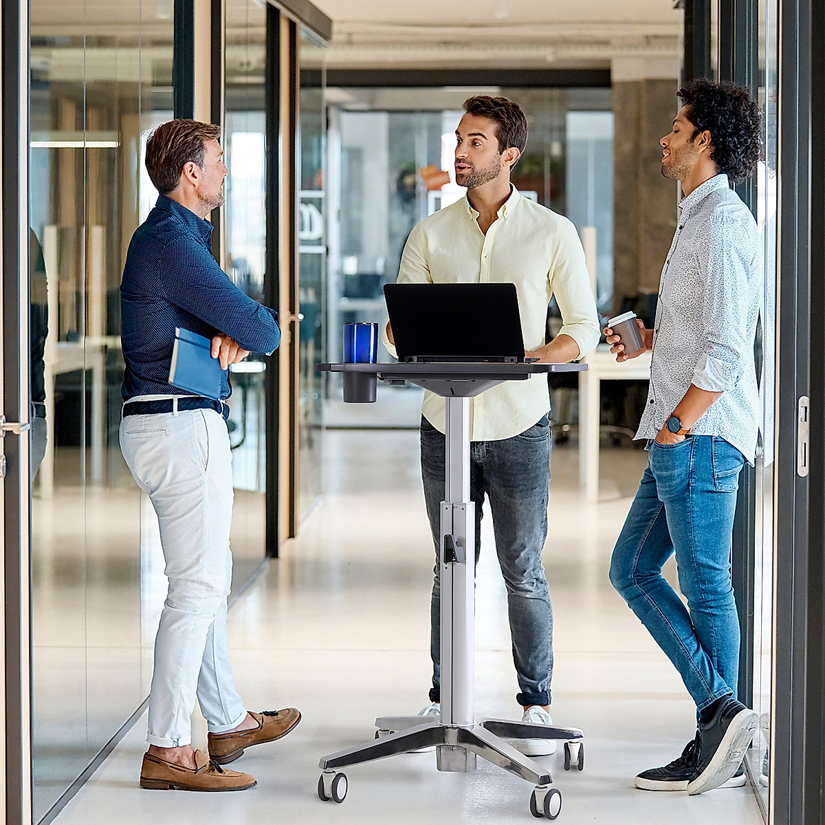 Ergotron – LearnFit Mobile Standing Desk, Rolling Laptop Sit Stand Desk – Tall, Grey