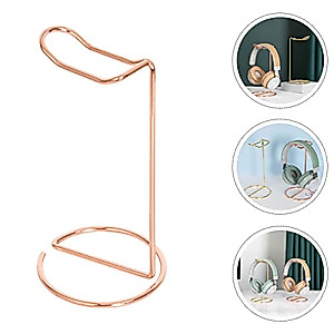 NUOBESTY 1pc Gold Organizer Frame Stable Portable Stand Useful Storage Office Hanger Supporting Base Rose Headphones Universal Rack Anti- Non- Orgnizer Golden Headphone Earphone Holder