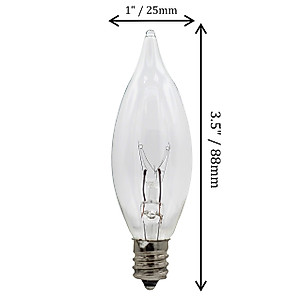 Creative Hobbies® Replacement Light Bulbs for Electric Candle Lamps, Flame Tip Bulbs for Window Candles, Chandeliers - 7 Watt - 120 Volt - E12 Candelabra- Pack of 12