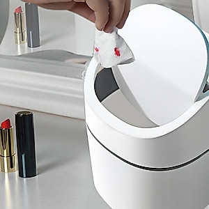 Generic Mini Trash Can Mini Desk Trash Can with Lid Small Trash Can for Bedroom for Bathroom, Office, Kitchen, Desk,Car Small Trashcan 1PC (White)