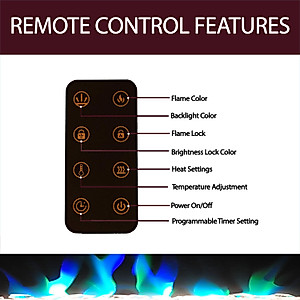 Cambridge 19.5" Curved Vertical Color Changing Wall Mount Electric Fireplace with Crystal LED Display, Remote