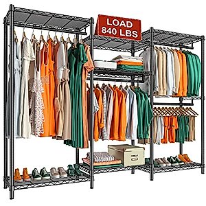 Raybee Clothes Rack for Hanging Clothes Rack Heavy Duty Clothing Rack Load 840 LBS Metal Clothing Racks for Hanging Clothes Rack Heavy Duty Adjustable Wire Garment Rack 76.8" H x 68.8" W x 16.8" D
