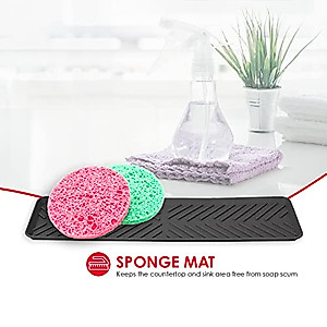 Home Basics Ridged Plastic Non-Skid Dish Drying Mat, Grey (1)