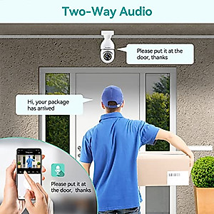 Noonkey 2K/3MP Light Bulb Security Camera 2 Pieces Alexa Light Bulb E27 Home WiFi Security Cameras with Automatic Human Tracking,Motion Zones Detection Alarm,Color Night Vision,Wireless 360° Pan/Tilt