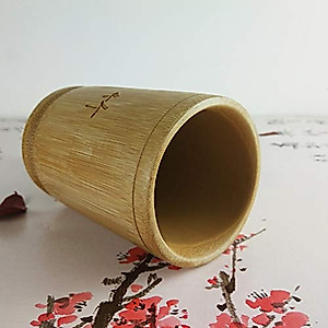 TOYANDONA Bamboo Pen Pencil Holder Chinese Style Pencil Cup Pot Pen Storage Container Makeup Brush Holder Desk Organizer Gift for Office Home