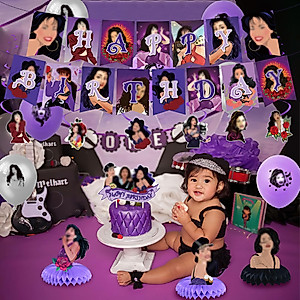 35 Pieces Singer Party Decoration, Include Singer Birthday Banner Honeycomb Centerpieces Cake Topper Singer Party Latex Balloons for Birthday Baby Shower Party Supplies