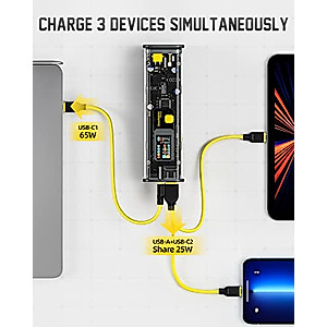 Shargeek Portable Charger, Storm 2 100W 25600mAh Laptop Power Bank, World's First See Through Battery Pack with IPS Screen, DC & 2 USB C & USB Ports for MacBook Pro/Dell XPS, iPad/iPhone 13 and More