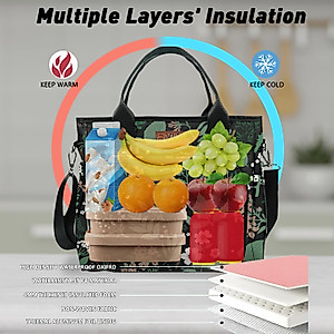 VLM Lunch Bag for Women,Adult Lunch Box for Women,Insulated Lunch Bag,Waterproof Multi Pocket Large Lunch Tote with Adjustable Shoulder Removable Strap for Office Work Picnic