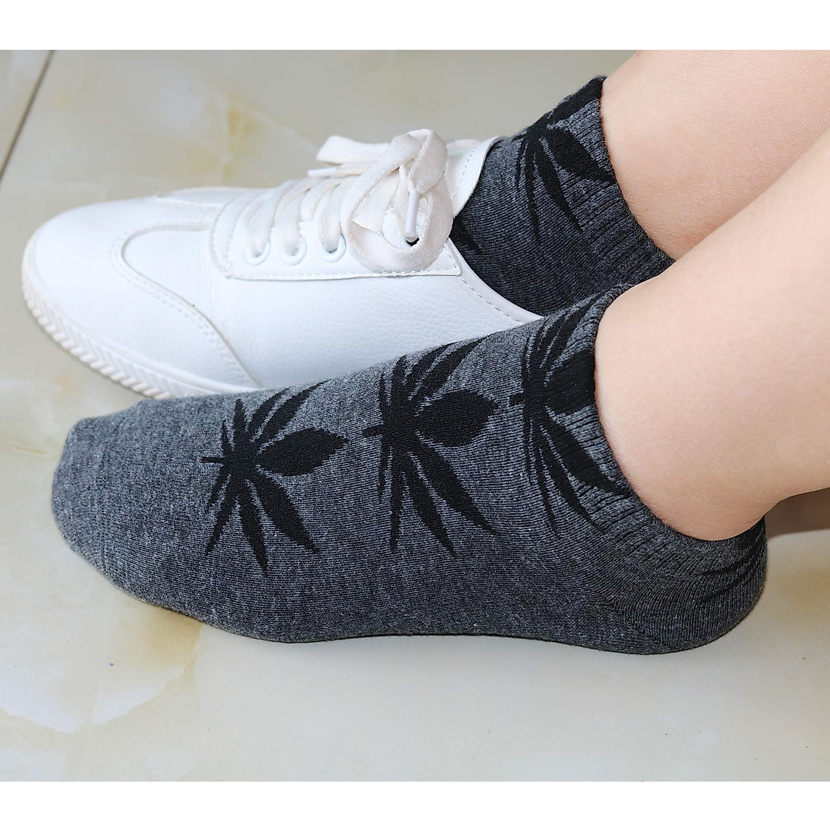 5 Pairs Unisex Marijuana Weed Leaf Boat Warm Cotton Socks US 5-9.5 (M, 4th Match)